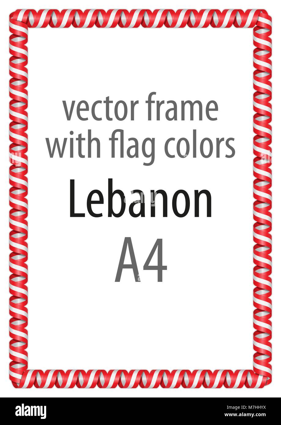 Frame and border of ribbon with the colors of the Lebanon flag Stock ...