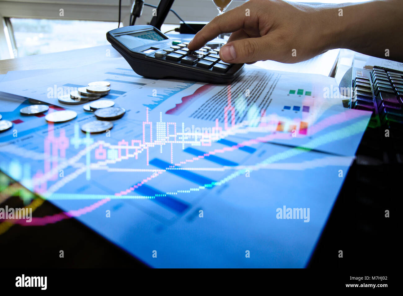 Business Finance, One Hand and Keyboard Stock Photo - Alamy