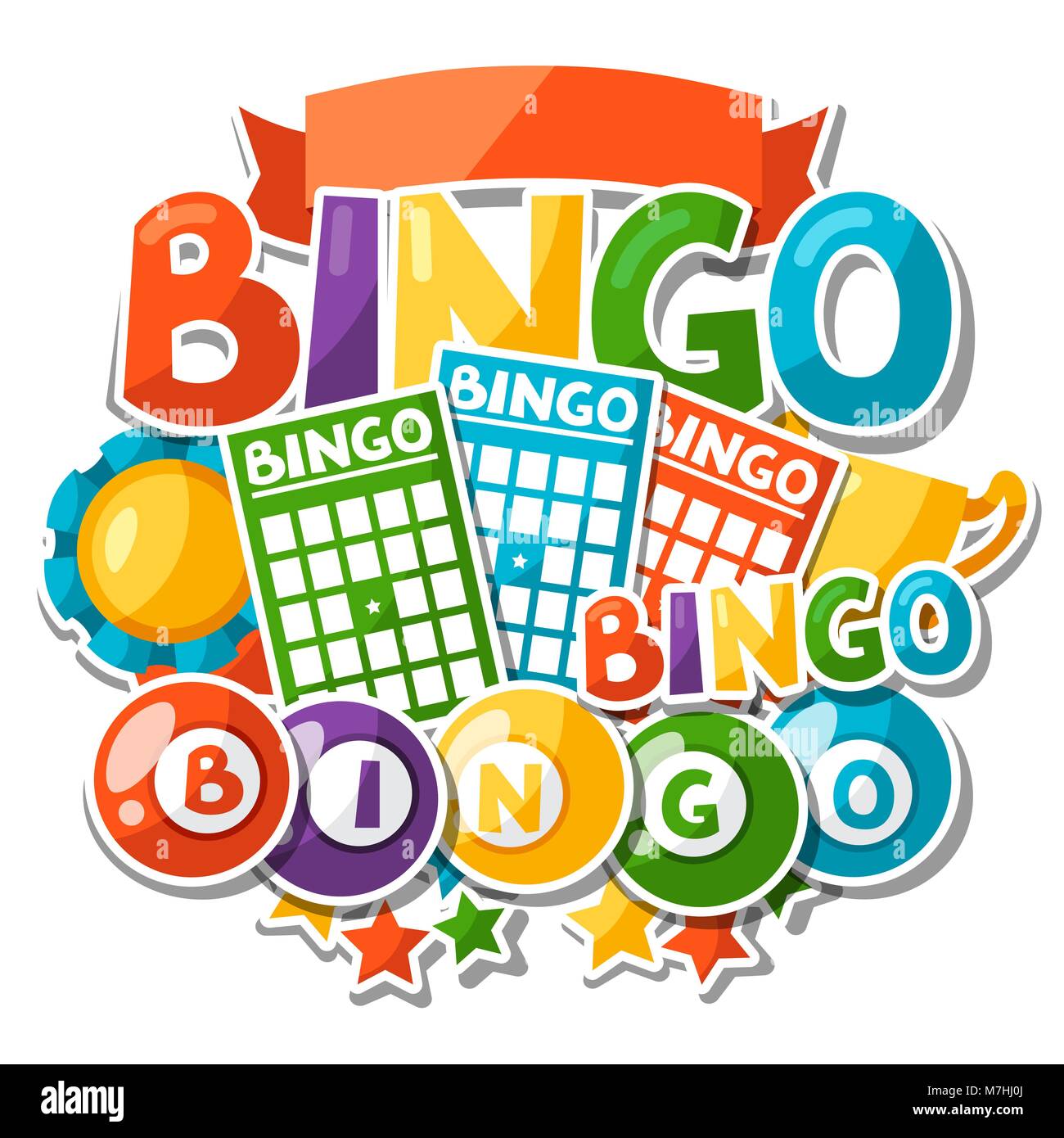 Bingo or lottery game background with balls and cards Stock Vector ...