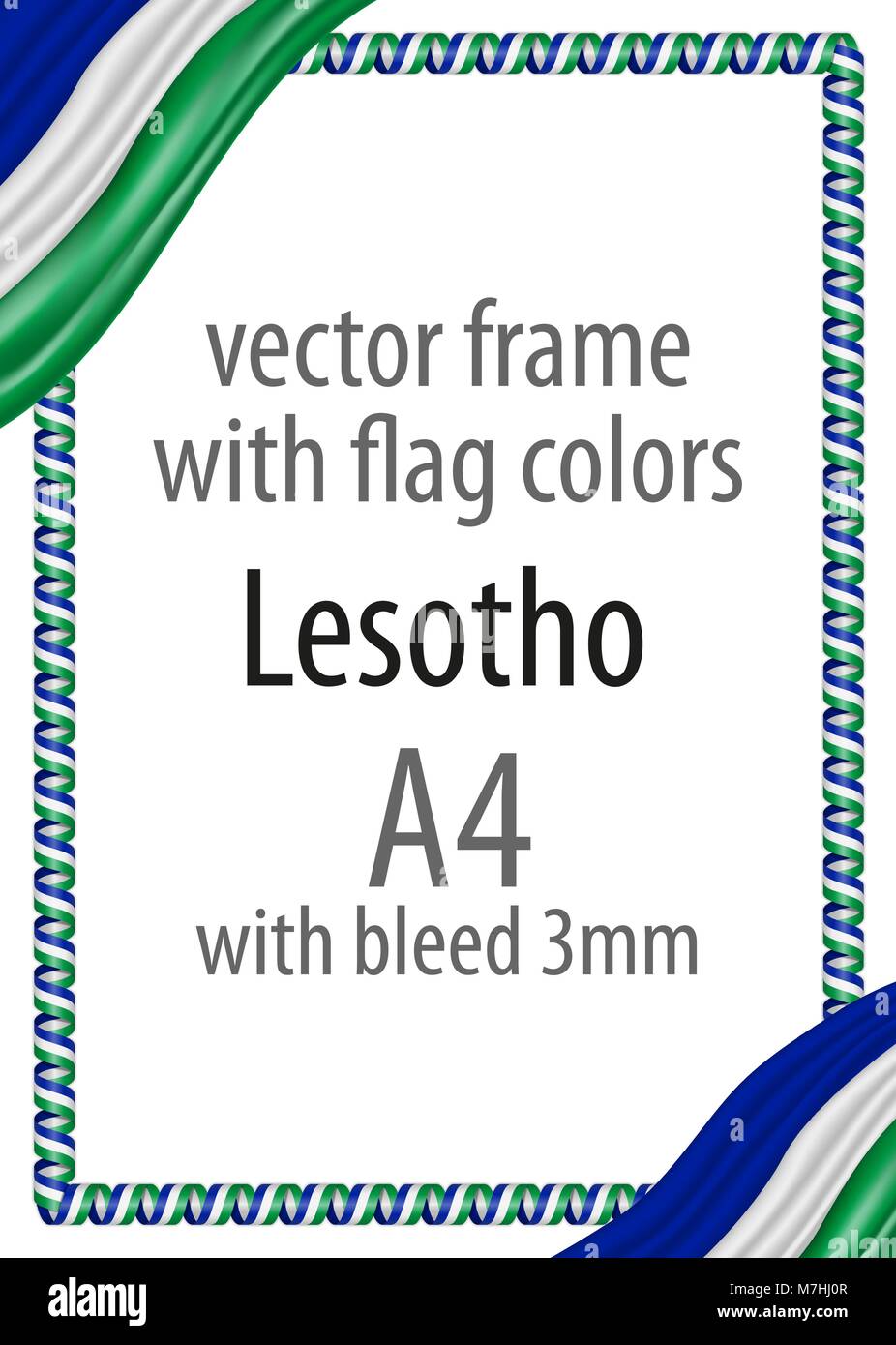 Frame and border of ribbon with the colors of the Lesotho flag Stock ...