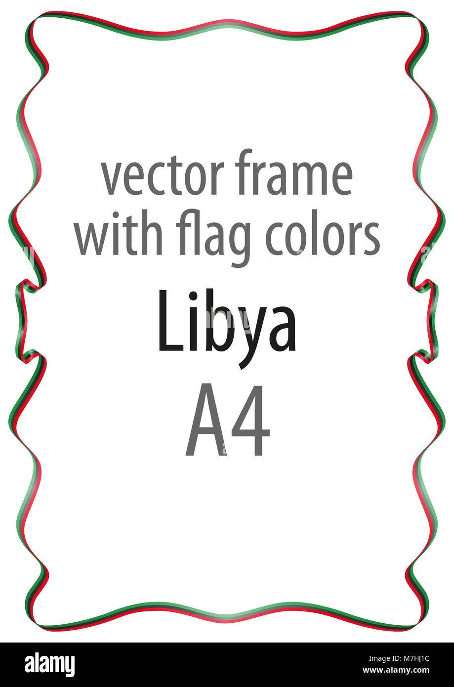 Frame and border of ribbon with the colors of the Libya flag Stock ...