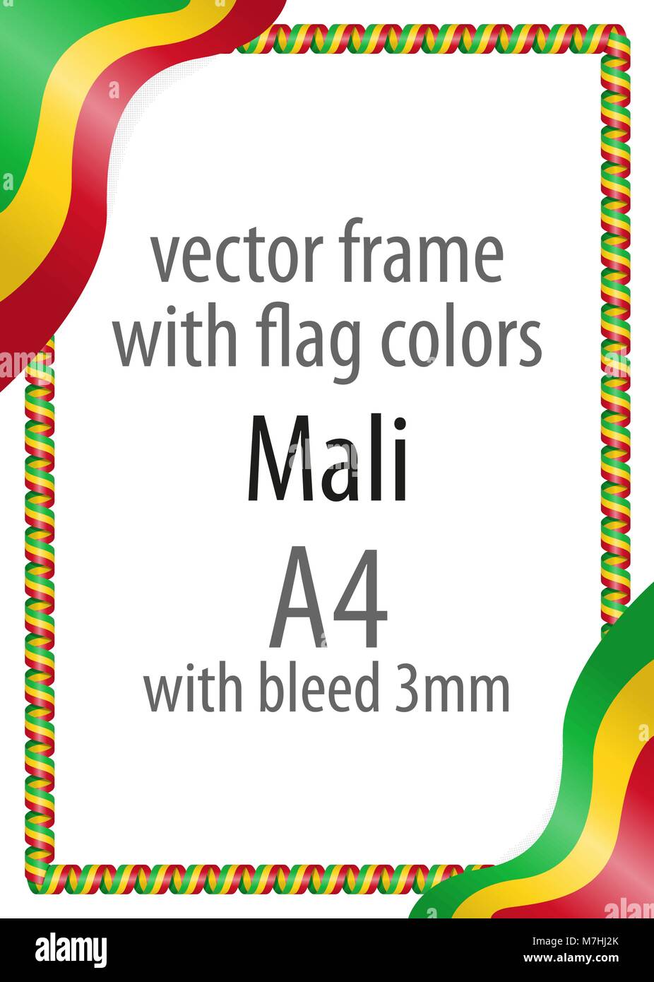 Frame and border of ribbon with the colors of the Mali flag Stock ...