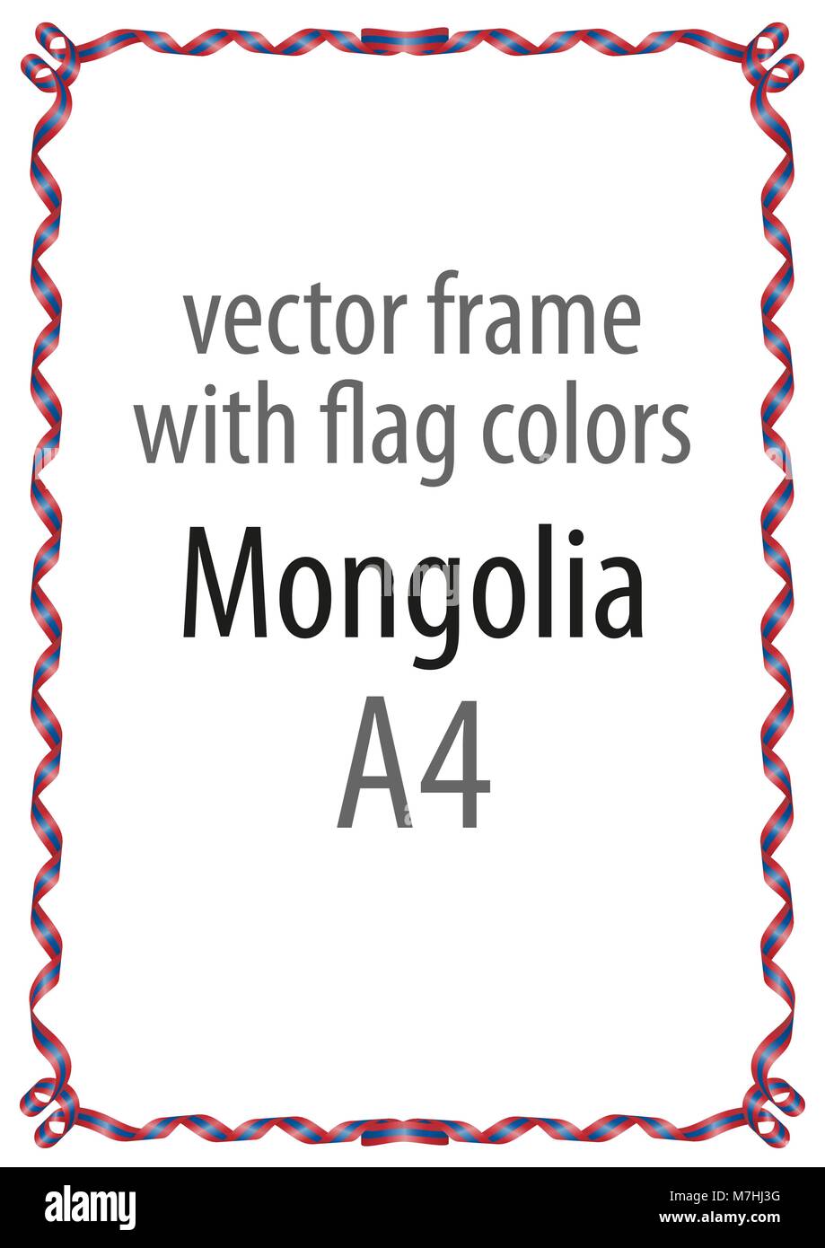 Frame and border of ribbon with the colors of the Mongolia flag Stock ...