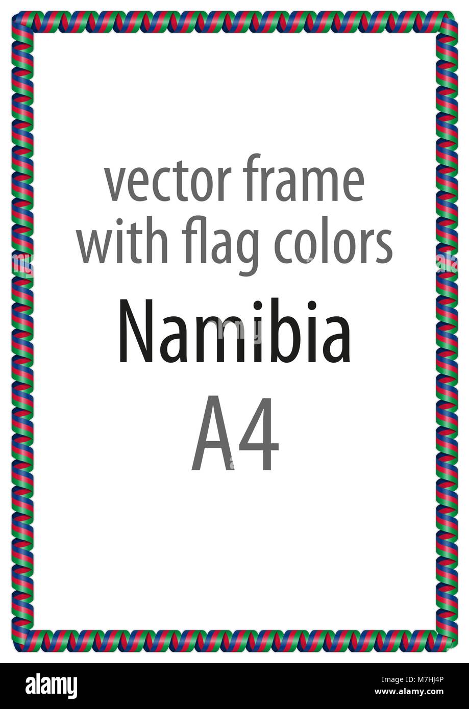 Frame and border of ribbon with the colors of the Namibia flag Stock ...