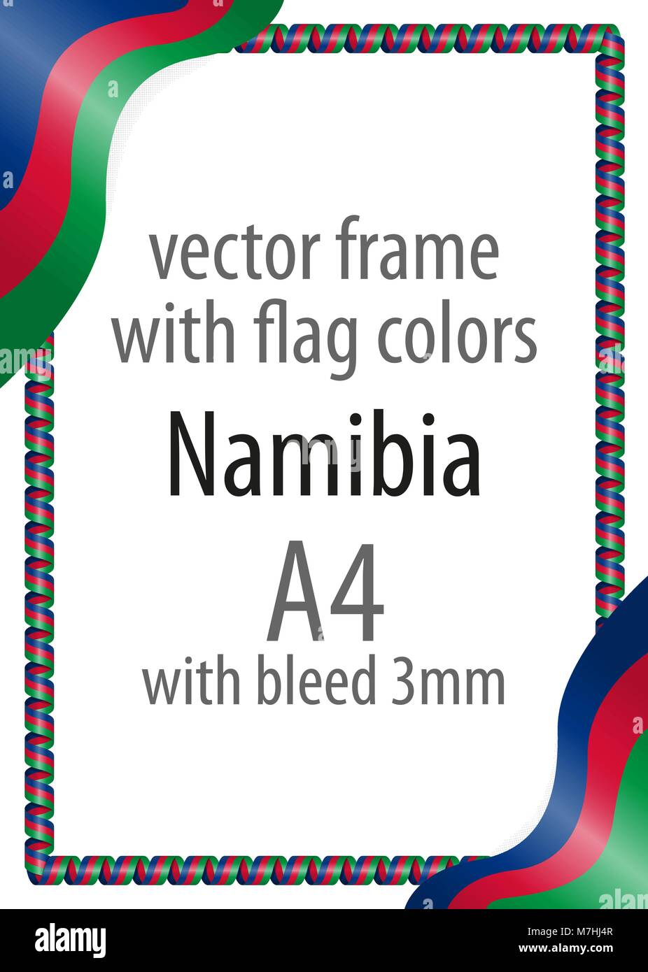 Frame and border of ribbon with the colors of the Namibia flag Stock ...