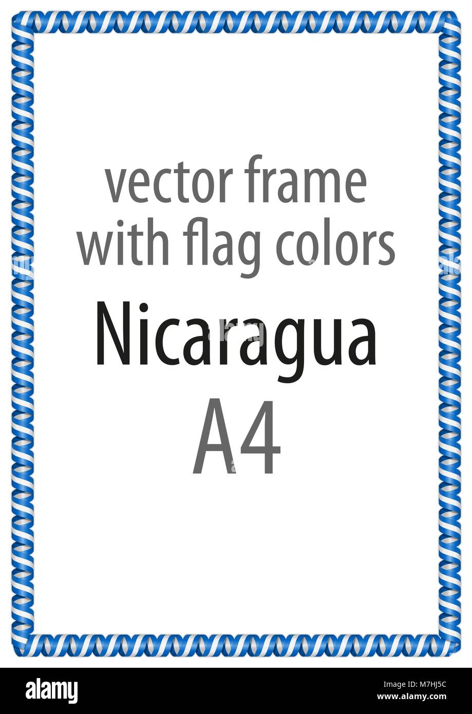 Frame and border of ribbon with the colors of the Nicaragua flag Stock ...