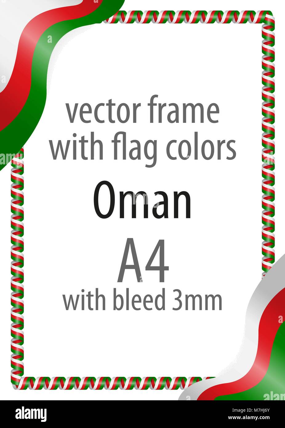 Frame and border of ribbon with the colors of the Oman flag Stock ...