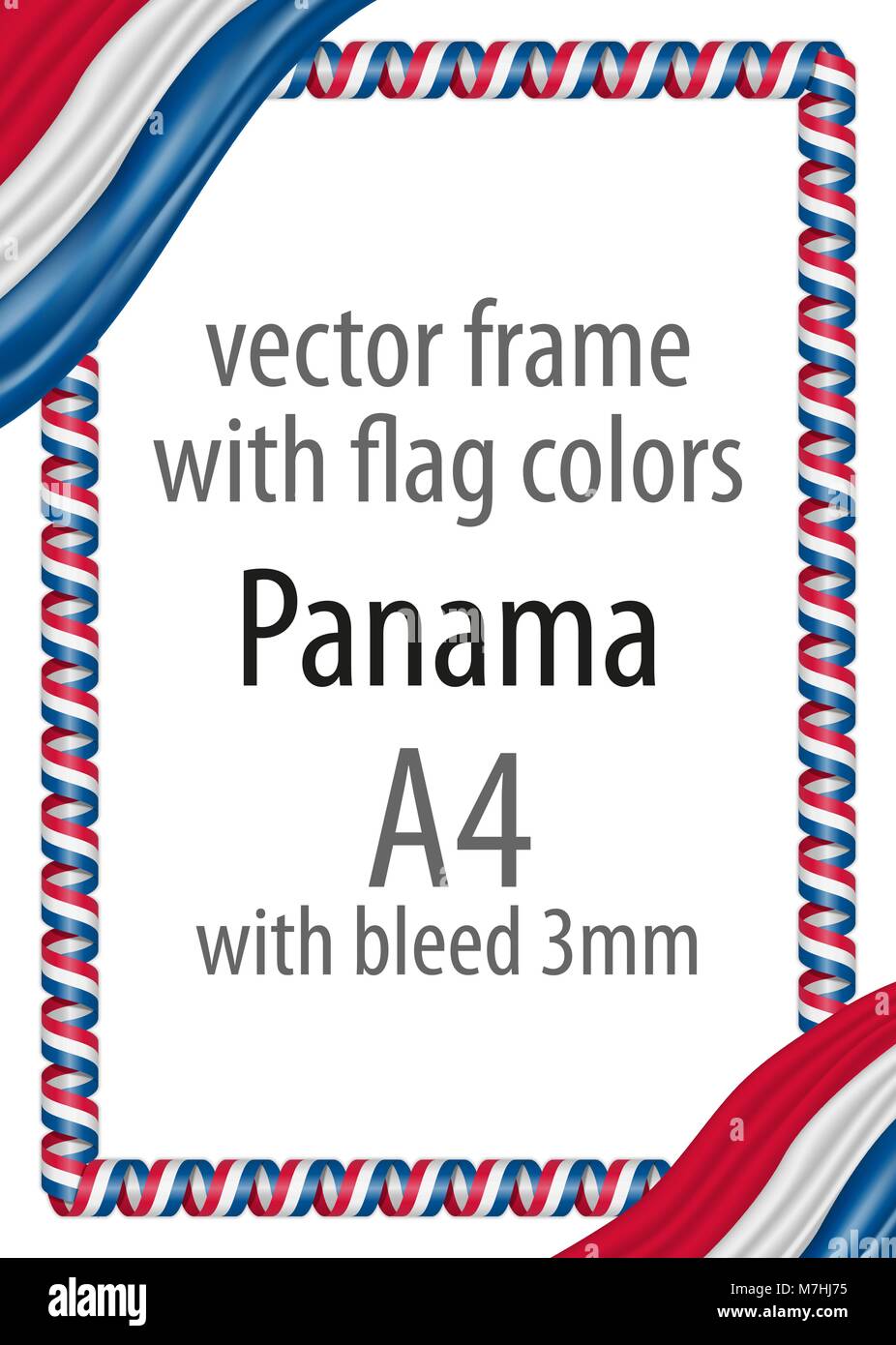 Frame and border of ribbon with the colors of the Panama flag Stock ...