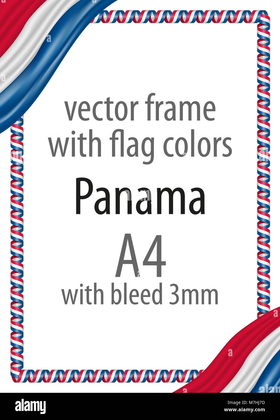 Frame and border of ribbon with the colors of the Panama flag Stock ...