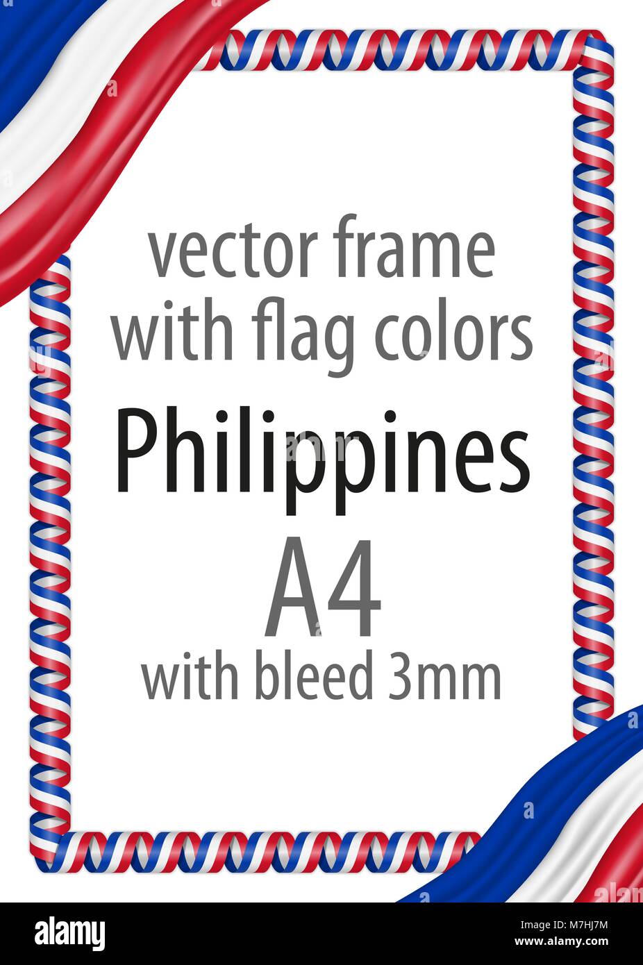 Frame and border of ribbon with the colors of the Philippines flag ...