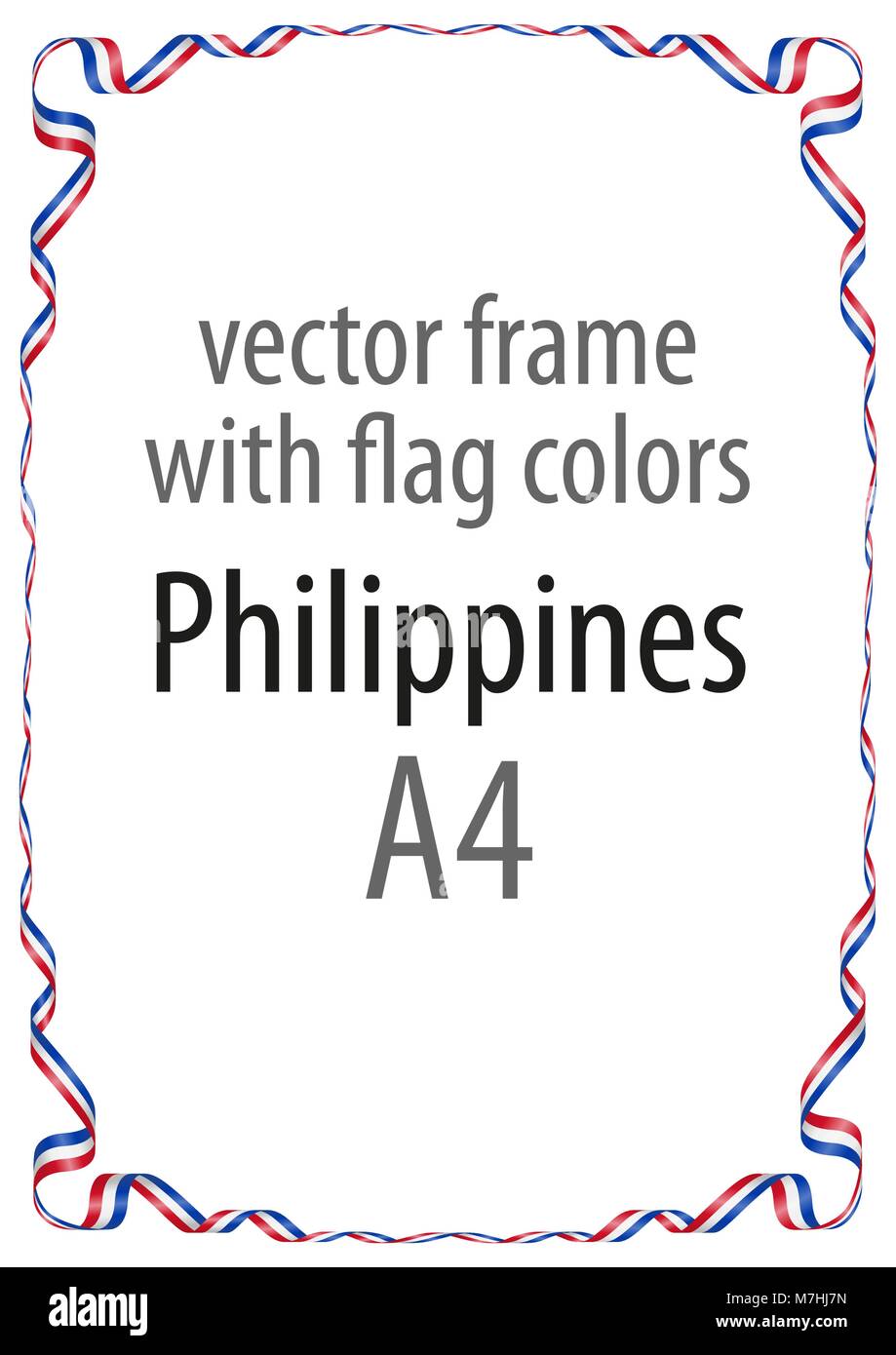 Frame and border of ribbon with the colors of the Philippines flag ...