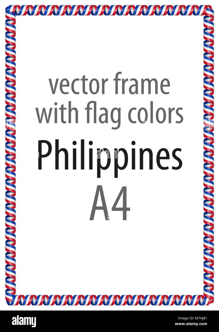 Frame and border of ribbon with the colors of the Philippines flag ...