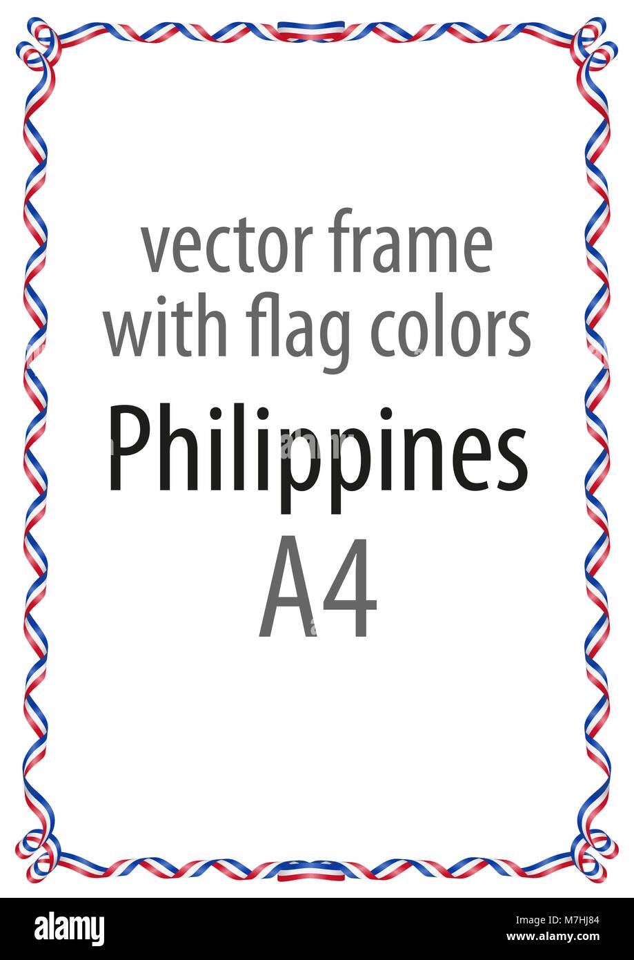 Frame and border of ribbon with the colors of the Philippines flag ...