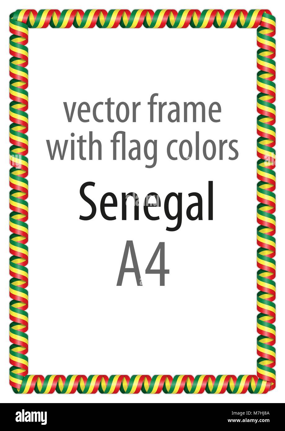 Frame and border of ribbon with the colors of the Senegal flag Stock ...
