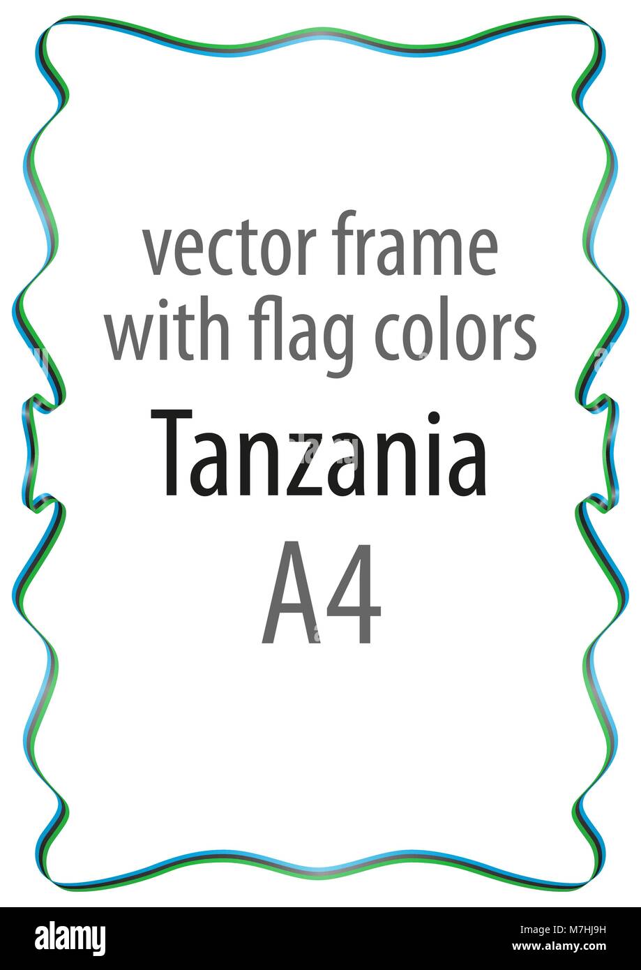 Frame and border of ribbon with the colors of the Tanzania flag Stock ...