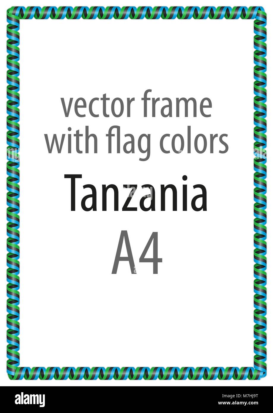 Frame and border of ribbon with the colors of the Tanzania flag Stock ...