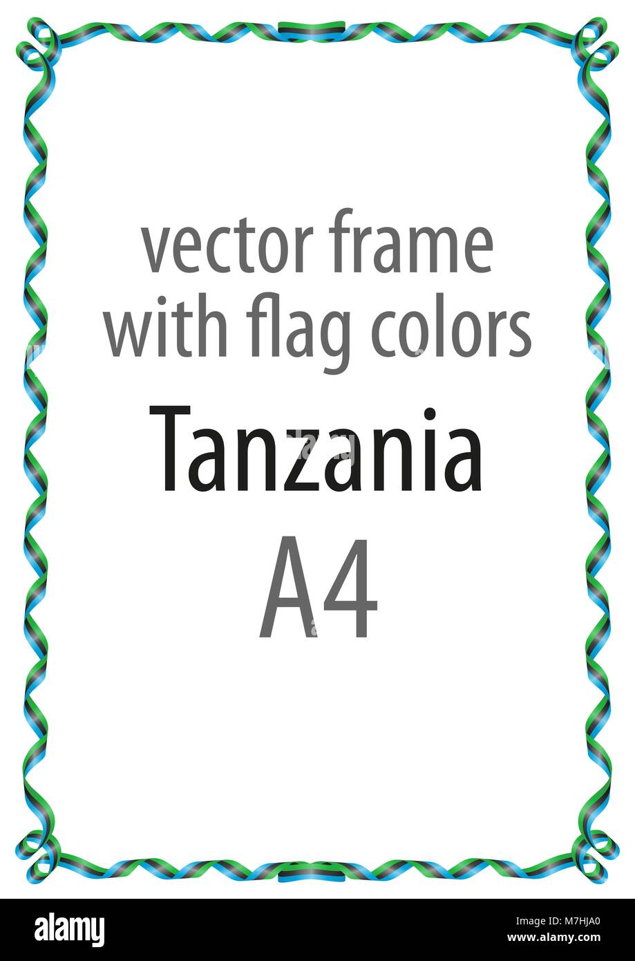 Frame and border of ribbon with the colors of the Tanzania flag Stock ...