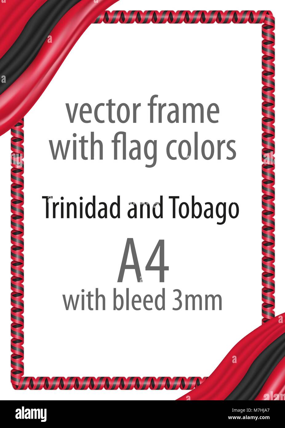 Frame and border of ribbon with the colors of the Trinidad and Tobago ...