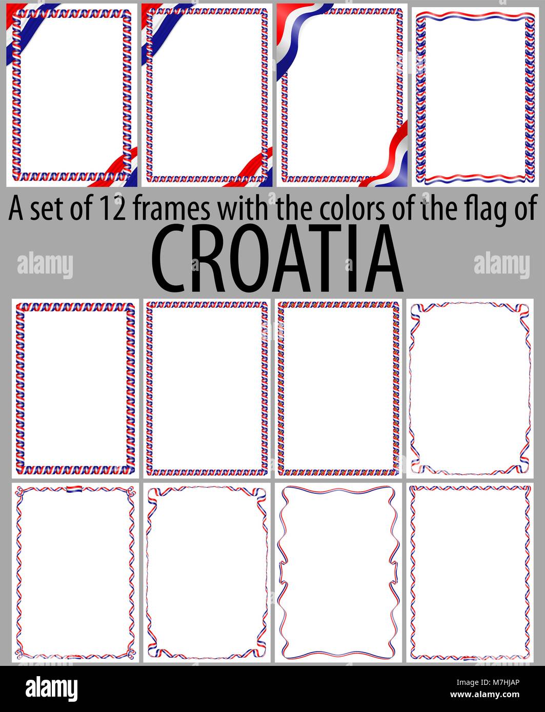 Set of 12 frames with the colors of the flag of Croatia Stock Vector ...