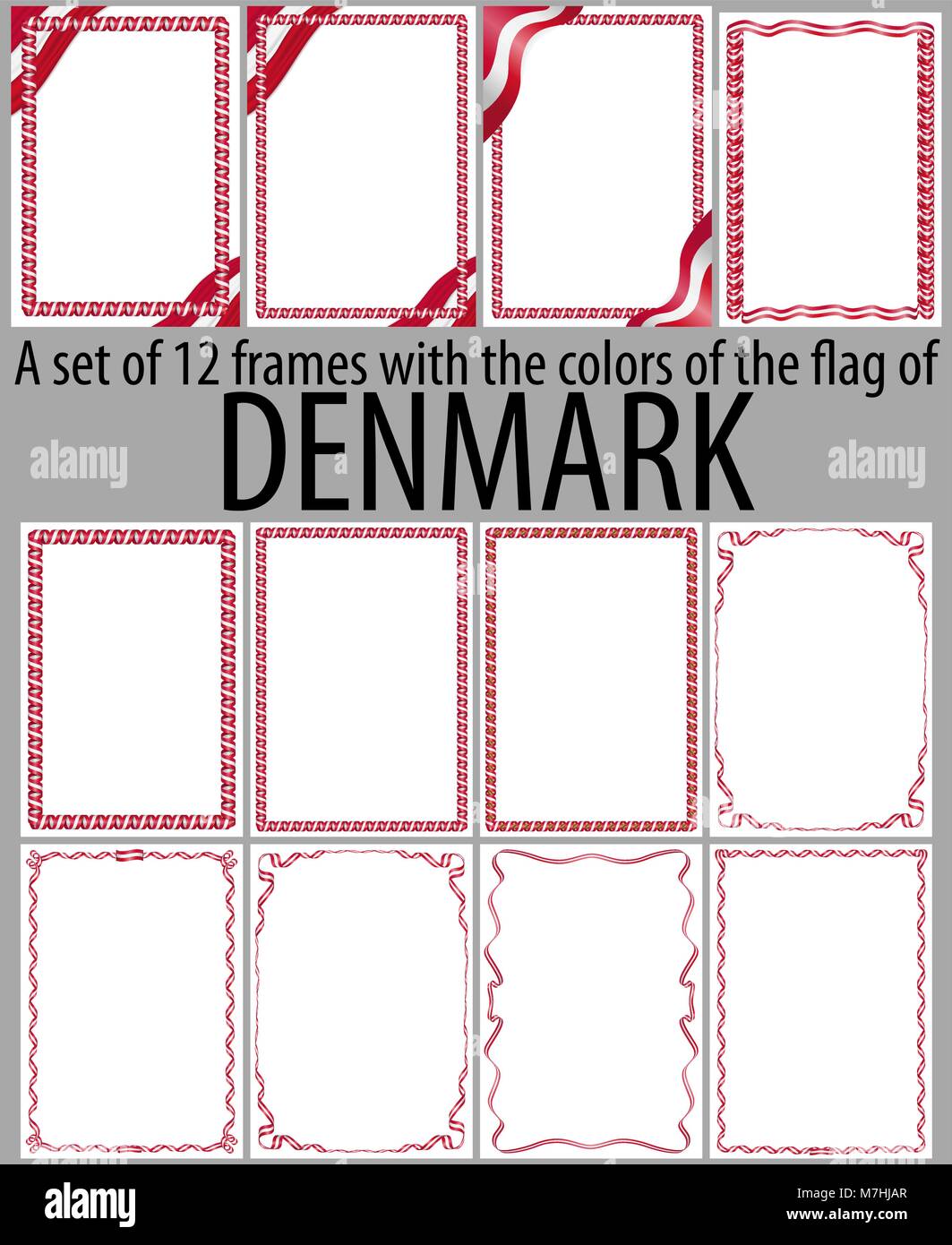 Set of 12 frames with the colors of the flag of Denmark Stock Vector ...
