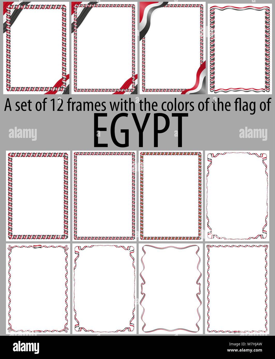 Set of 12 frames with the colors of the flag of Egypt Stock Vector ...