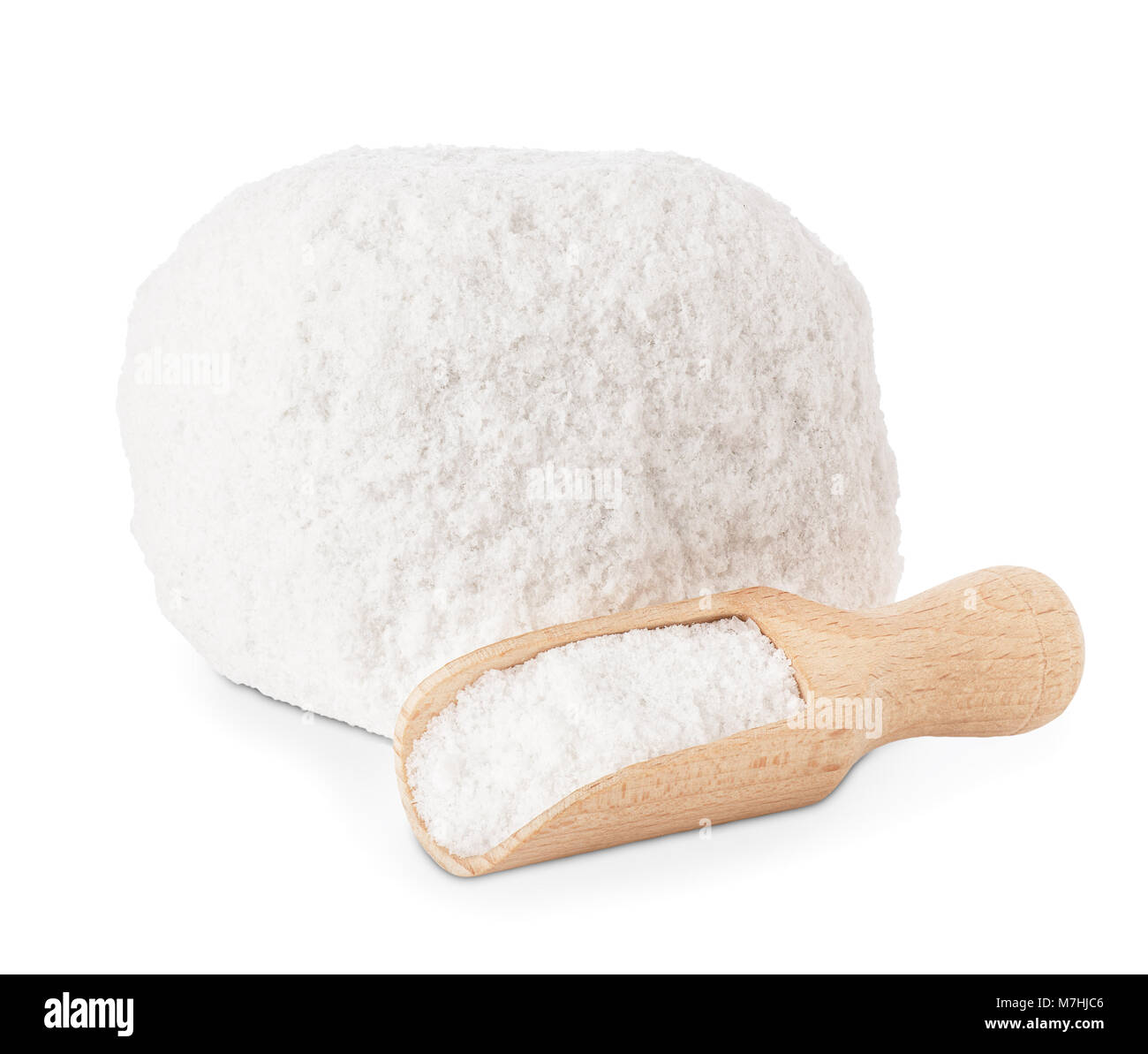 lump of salt and scoop isolated on white background Stock Photo - Alamy