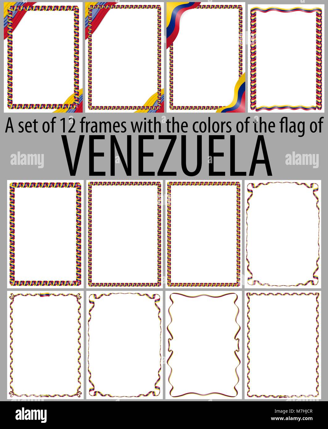 Set of 12 frames with the colors of the flag of Venezuela Stock Vector ...