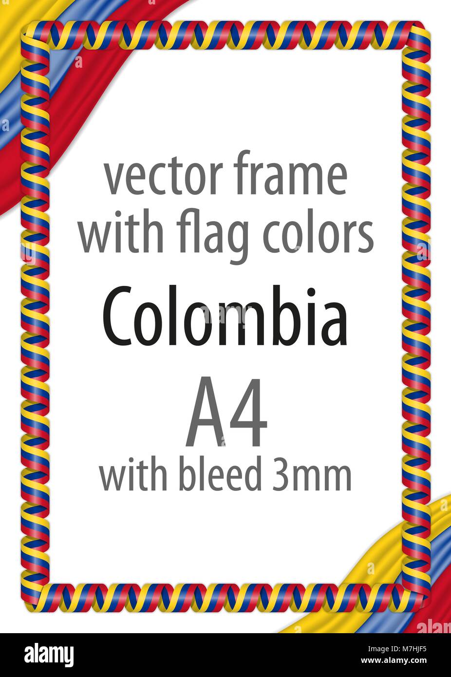 Frame and border of ribbon with the colors of the Colombia flag Stock ...