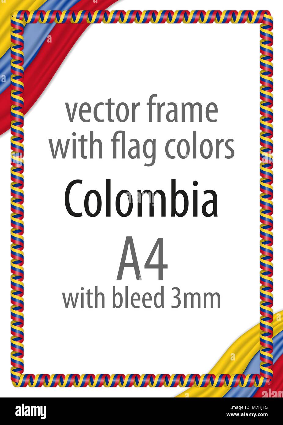 Frame and border of ribbon with the colors of the Colombia flag Stock ...