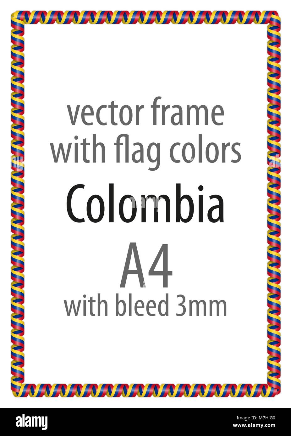Frame and border of ribbon with the colors of the Colombia flag Stock ...