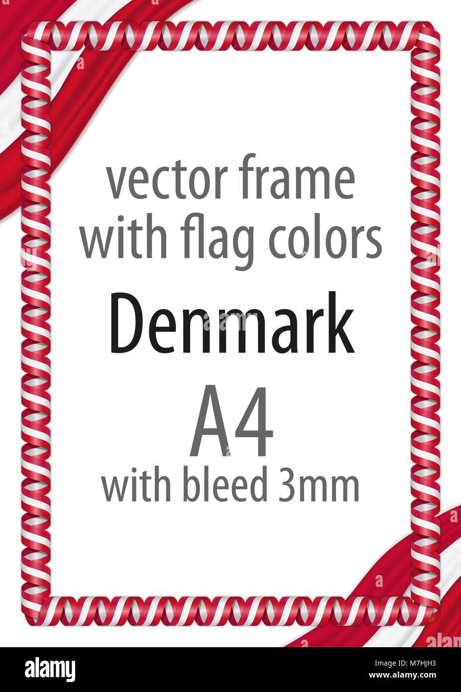 Frame and border of ribbon with the colors of the Denmark flag Stock ...