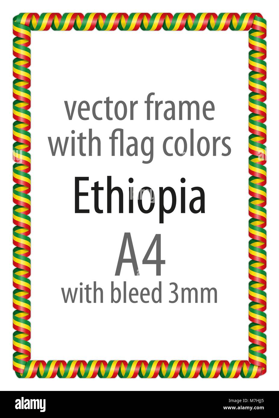 Frame and border of ribbon with the colors of the Ethiopia flag Stock ...