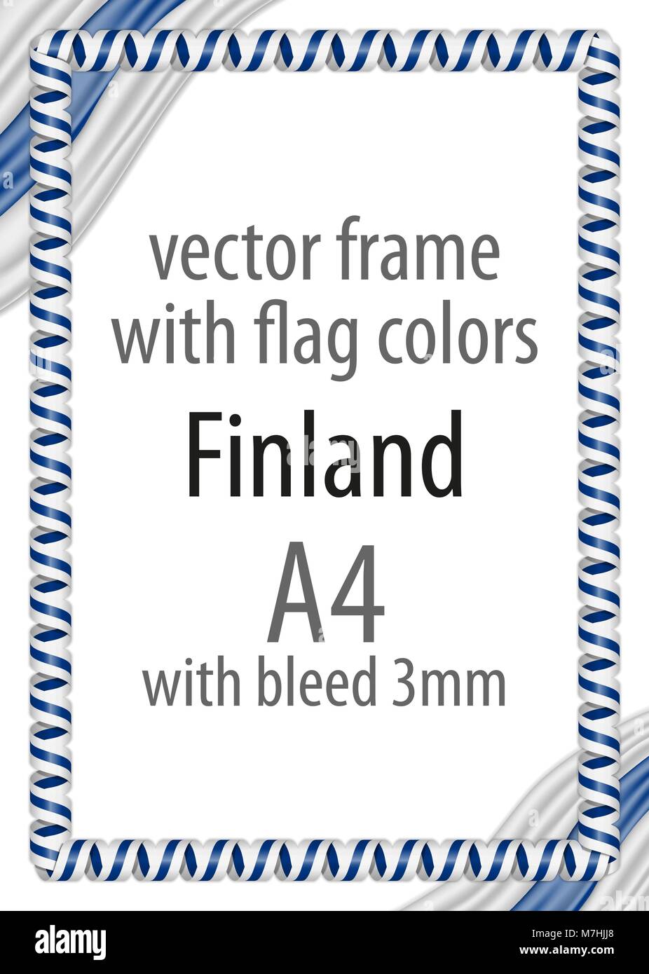 Frame and border of ribbon with the colors of the Finland flag Stock ...