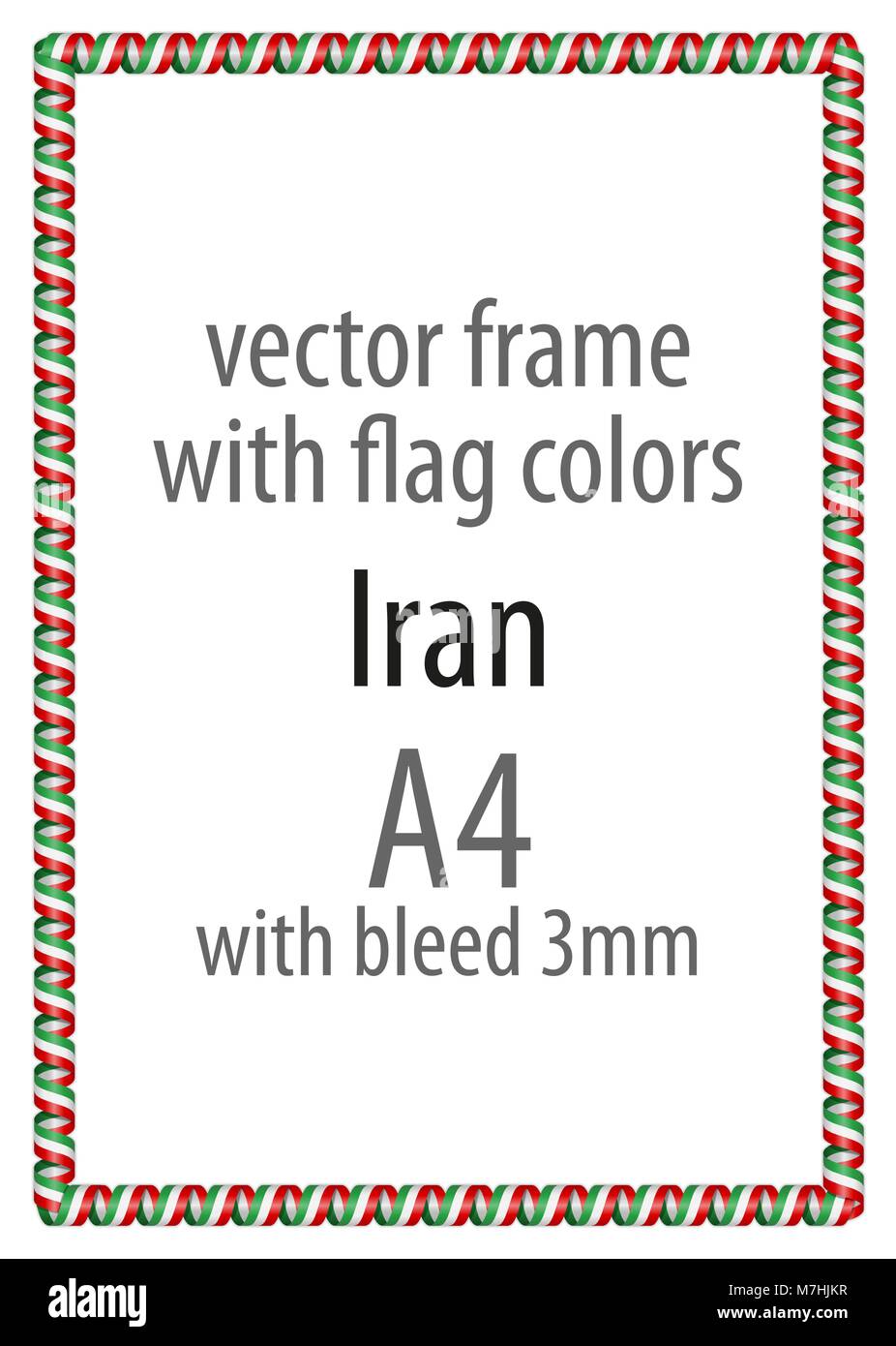 Frame and border of ribbon with the colors of the Iran flag Stock ...