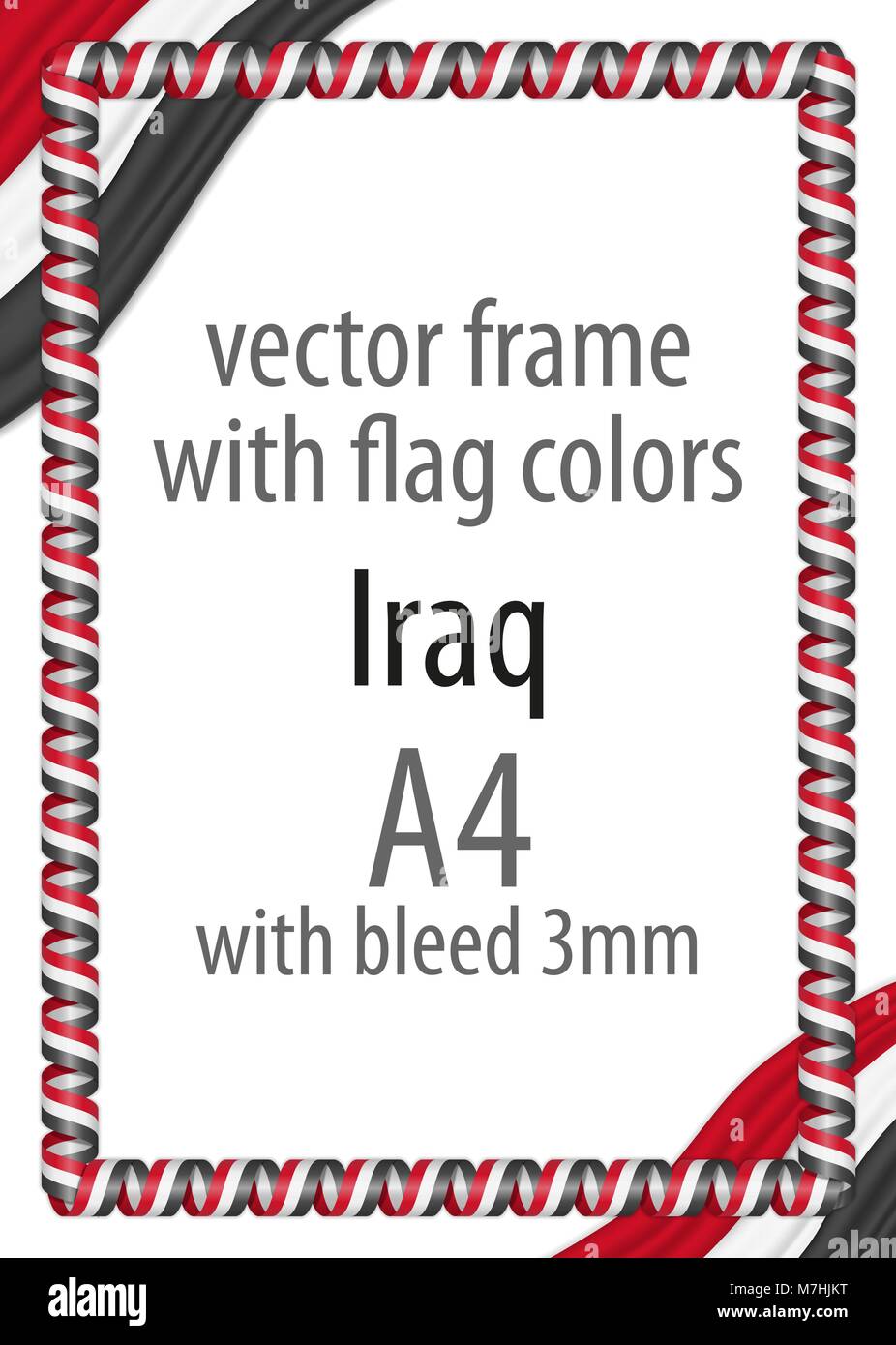 Frame and border of ribbon with the colors of the Iraq flag Stock ...