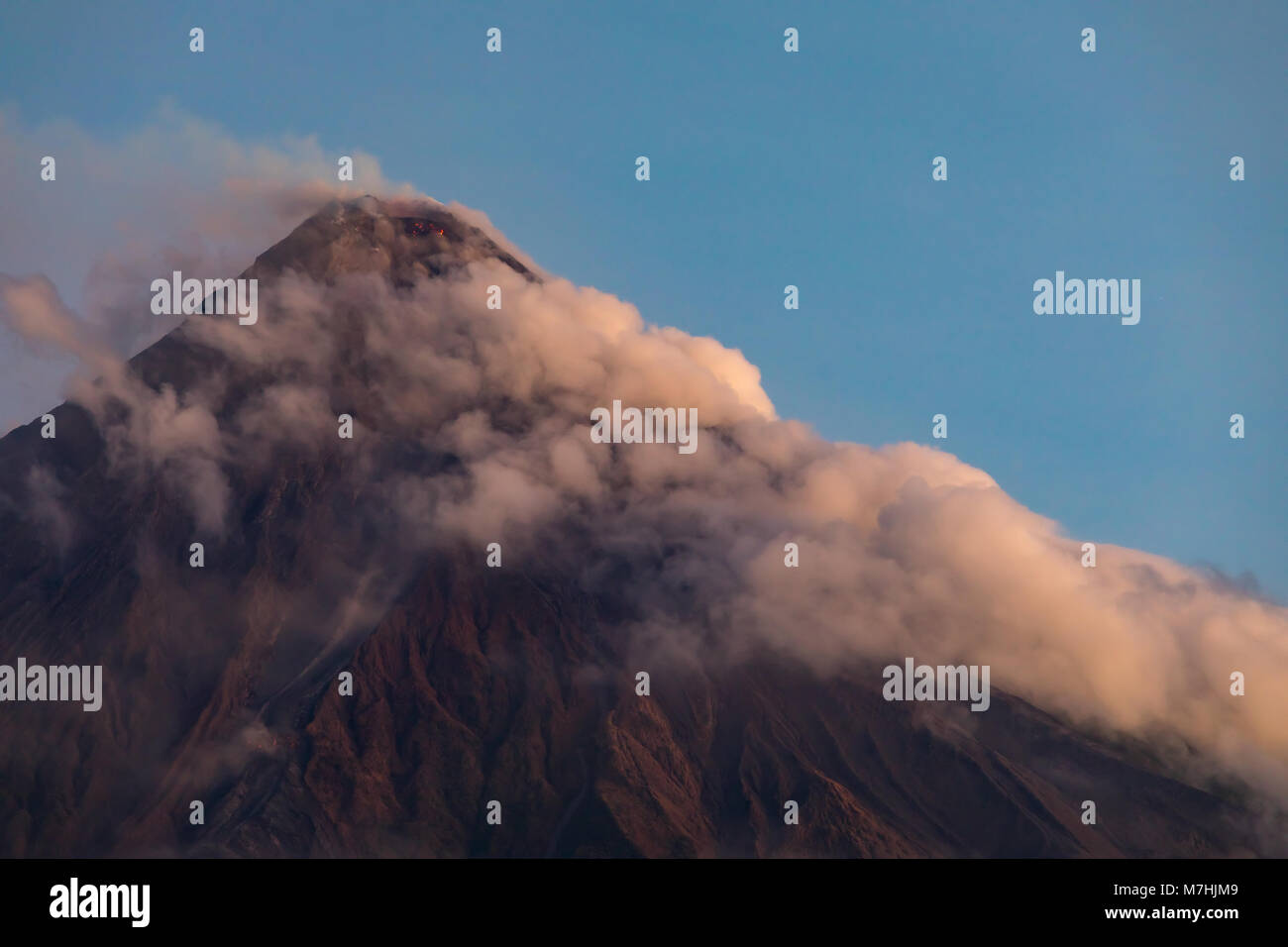 Mount Mayon Albay Philippines March 07, 2018 Lava flows from the Mayon ...