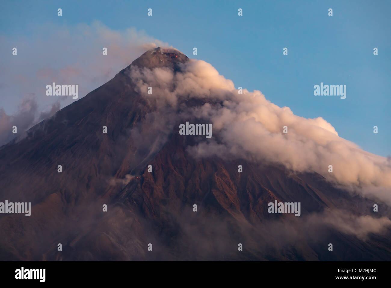 Mount Mayon Albay Philippines March 07, 2018 Lava flows from the Mayon ...
