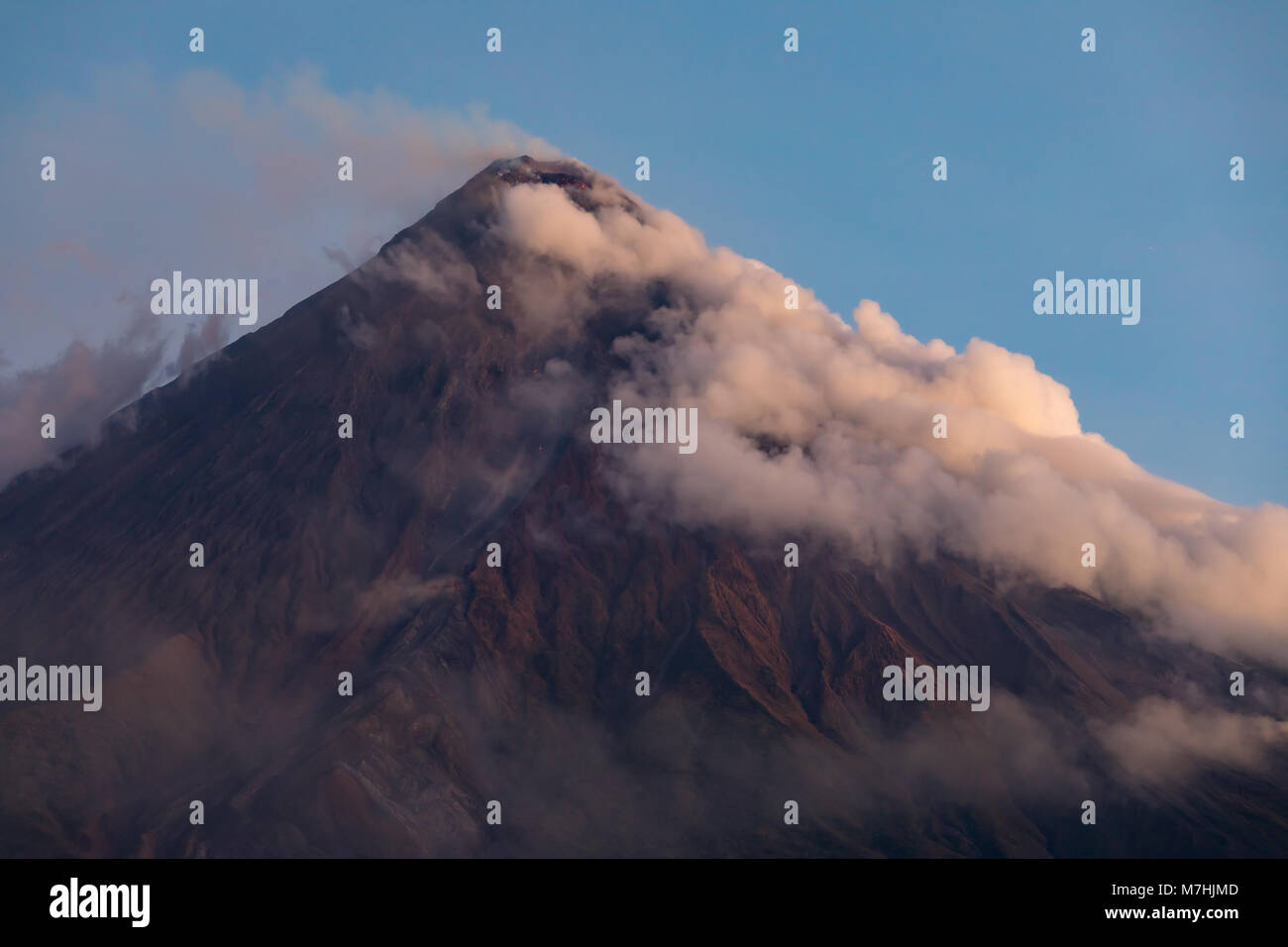 Mount Mayon Albay Philippines March 07, 2018 Lava flows from the Mayon ...