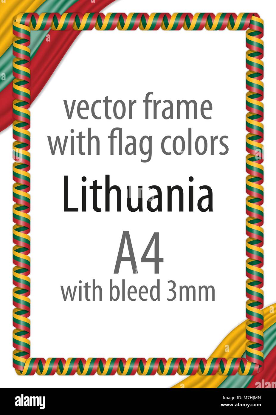 Frame and border of ribbon with the colors of the Lithuania flag Stock ...