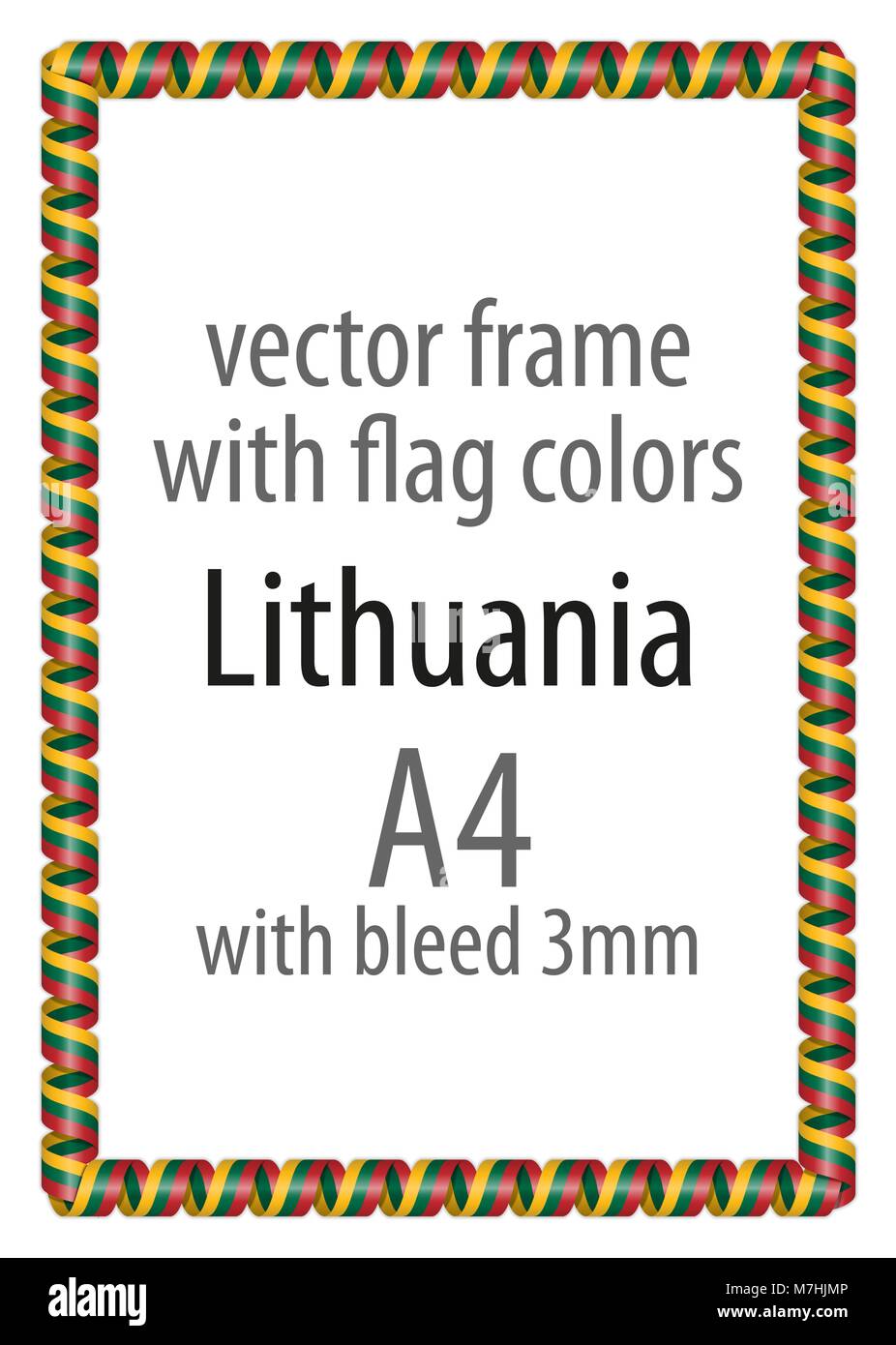 Frame and border of ribbon with the colors of the Lithuania flag Stock ...