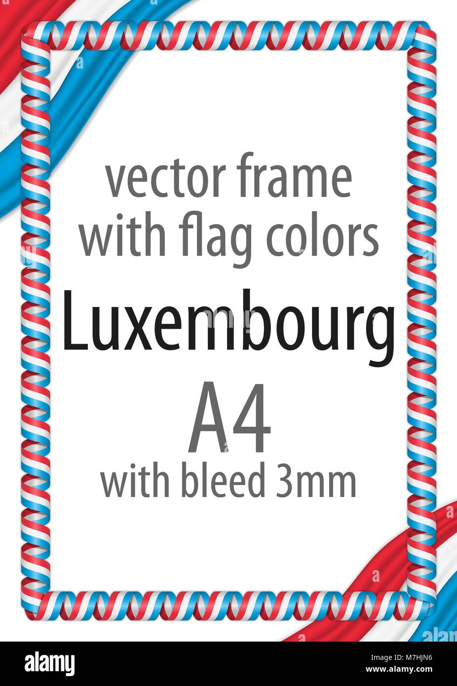 Frame and border of ribbon with the colors of the Luxembourg flag Stock ...