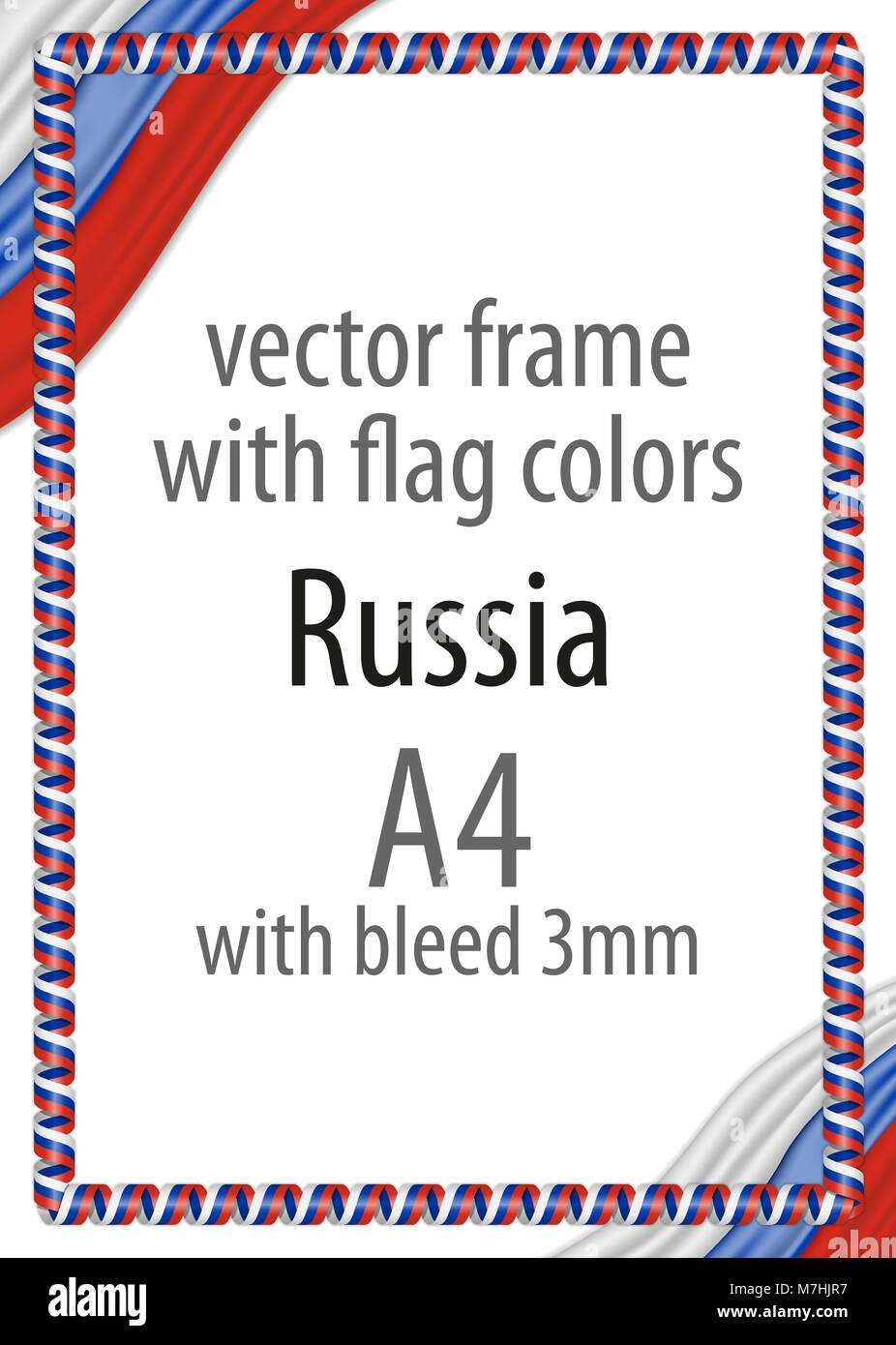Frame and border of ribbon with the colors of the Russia flag Stock ...
