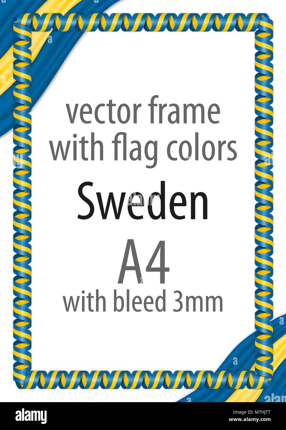 Frame and border of ribbon with the colors of the Sweden flag Stock ...
