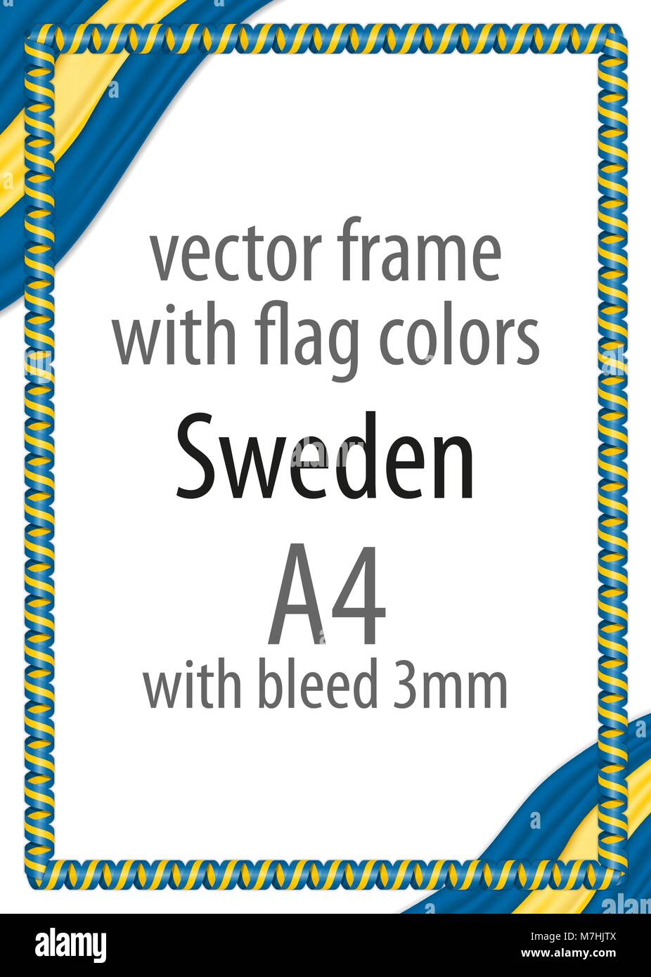 Frame and border of ribbon with the colors of the Sweden flag Stock ...
