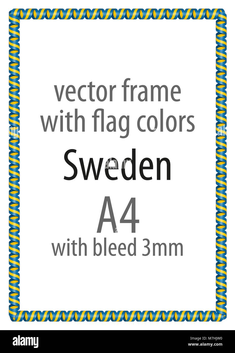 Frame and border of ribbon with the colors of the Sweden flag Stock ...