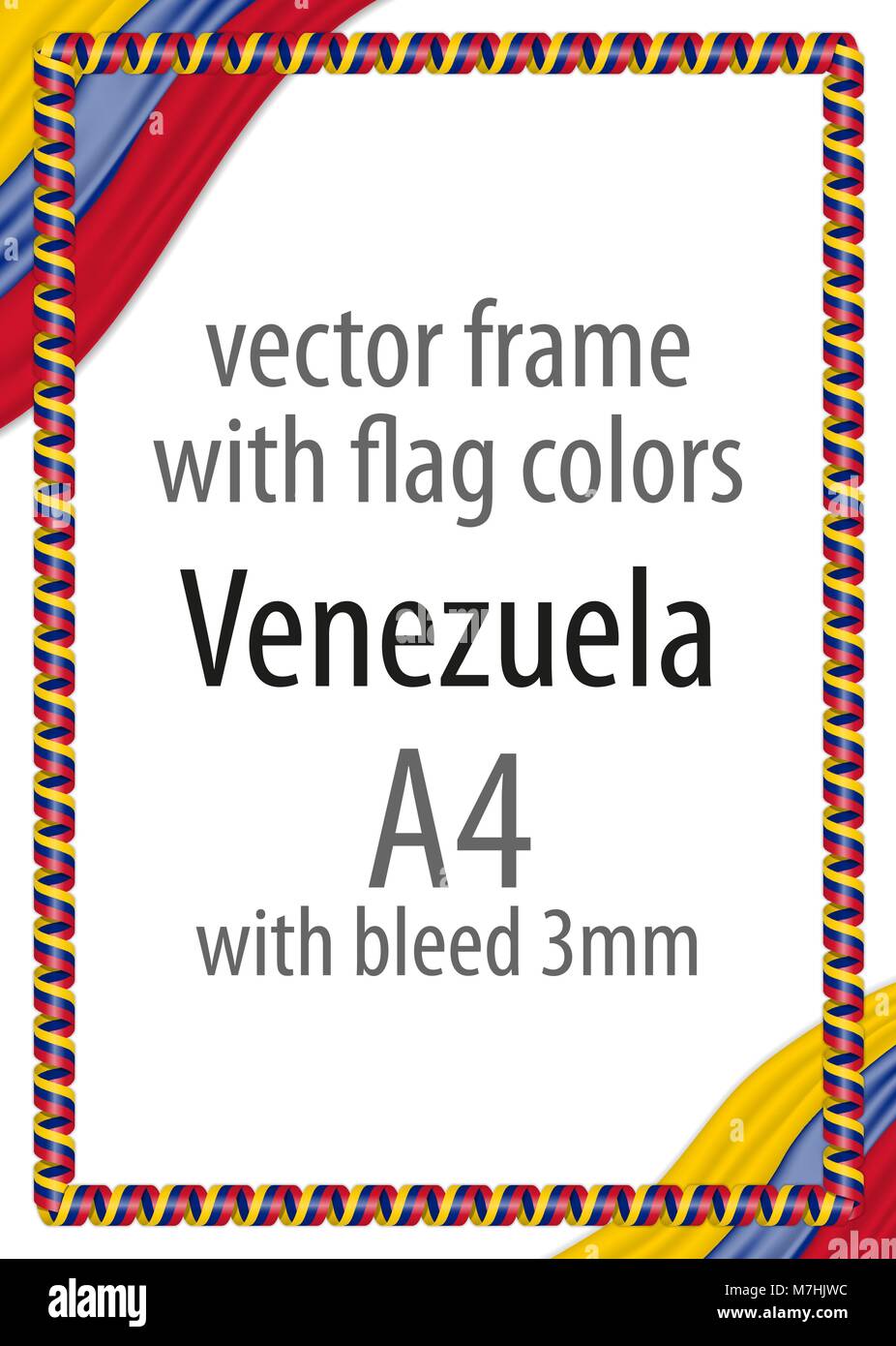 Frame and border of ribbon with the colors of the Venezuela flag Stock ...