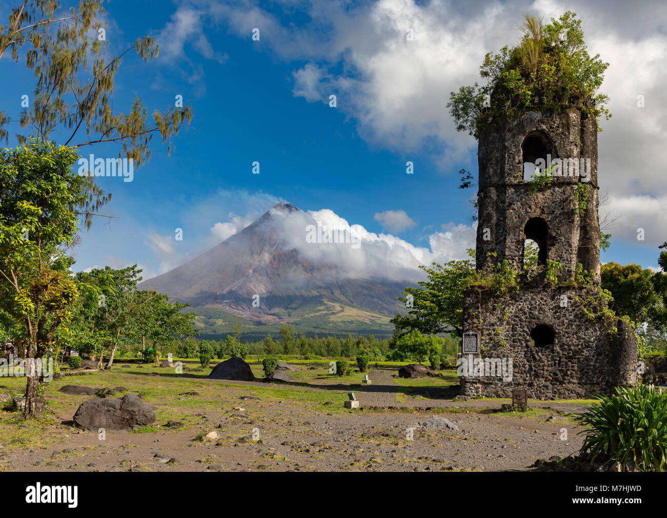 Mount Mayon Albay Philippines March 07, 2018 The Mayon Volcano, during ...