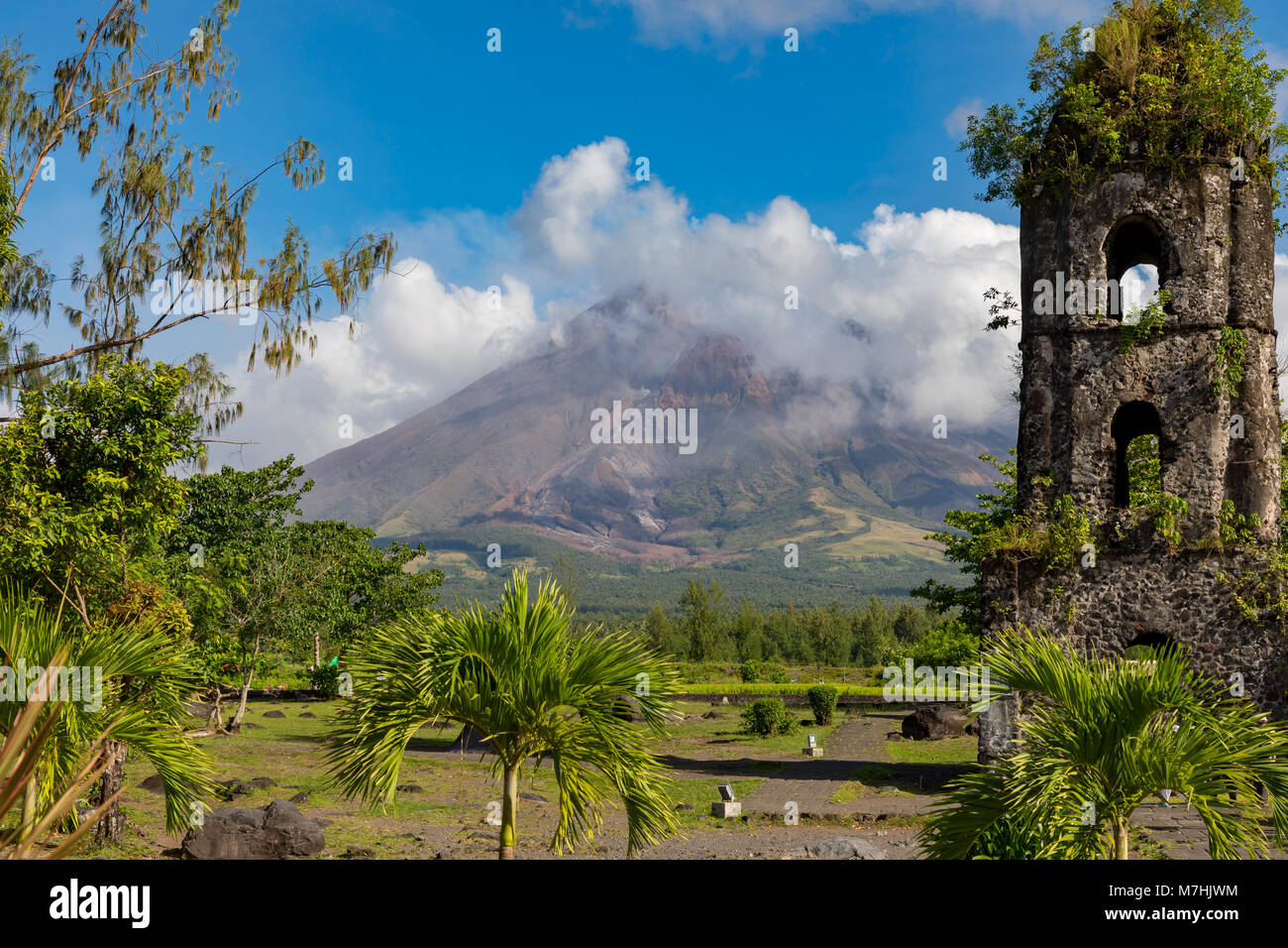 Mount Mayon Albay Philippines March 07, 2018 The Mayon Volcano, during ...