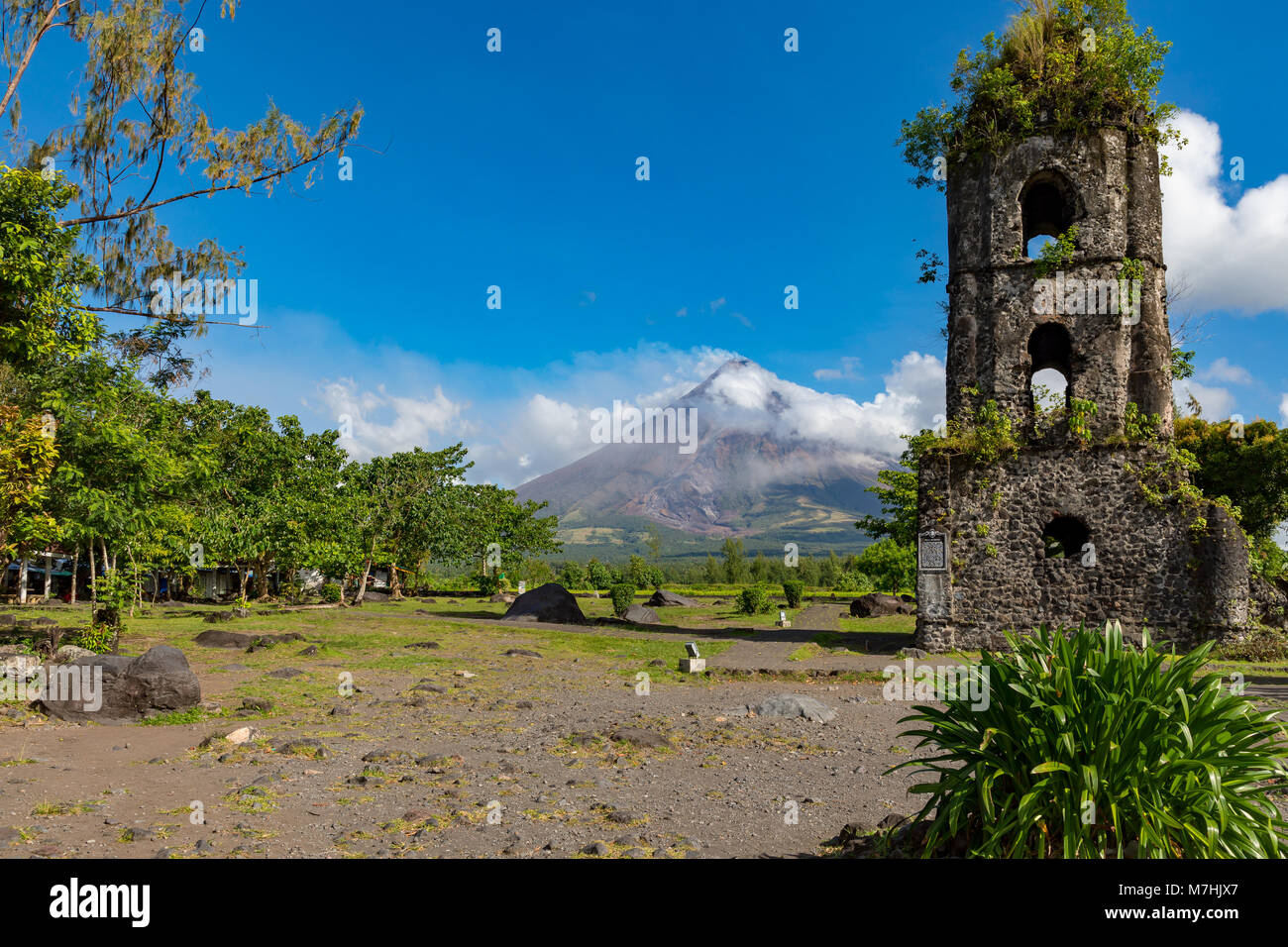 Mount Mayon Albay Philippines March 07, 2018 The Mayon Volcano, during ...