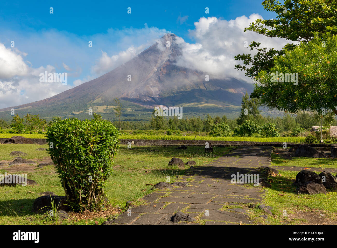 Mount Mayon Albay Philippines March 07, 2018 The Mayon Volcano, during ...